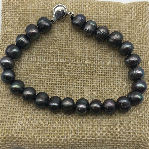 Teng Yue | Jewelry | Vintage Teng Yue Cultured Black Pearl Bracelet ...
